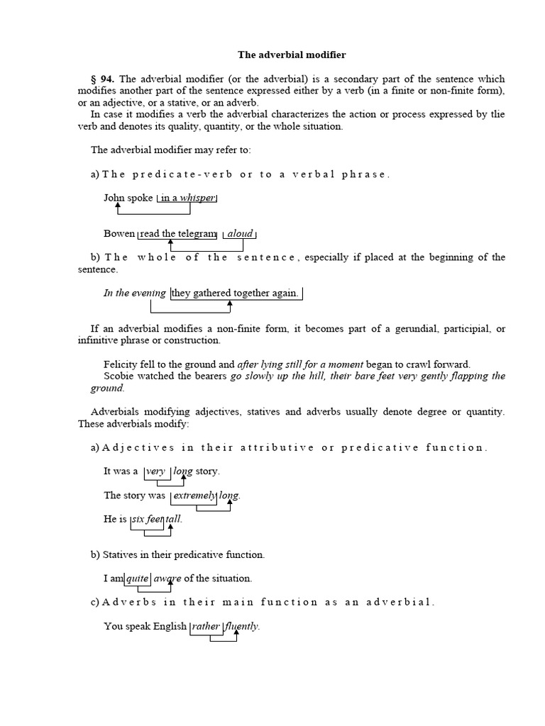 ADVERBIAL MODIFIER - FOR STUDENTS | Download Free PDF | Adverb ...