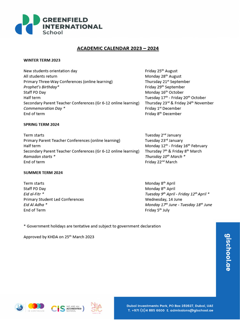 Academic Calendar | PDF