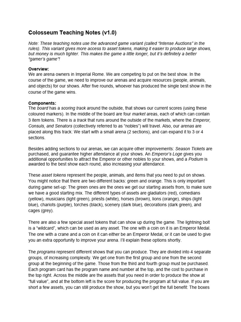 Colosseum Teaching Notes | PDF | Auction Colosseum Teaching Notes | PDF | Auction