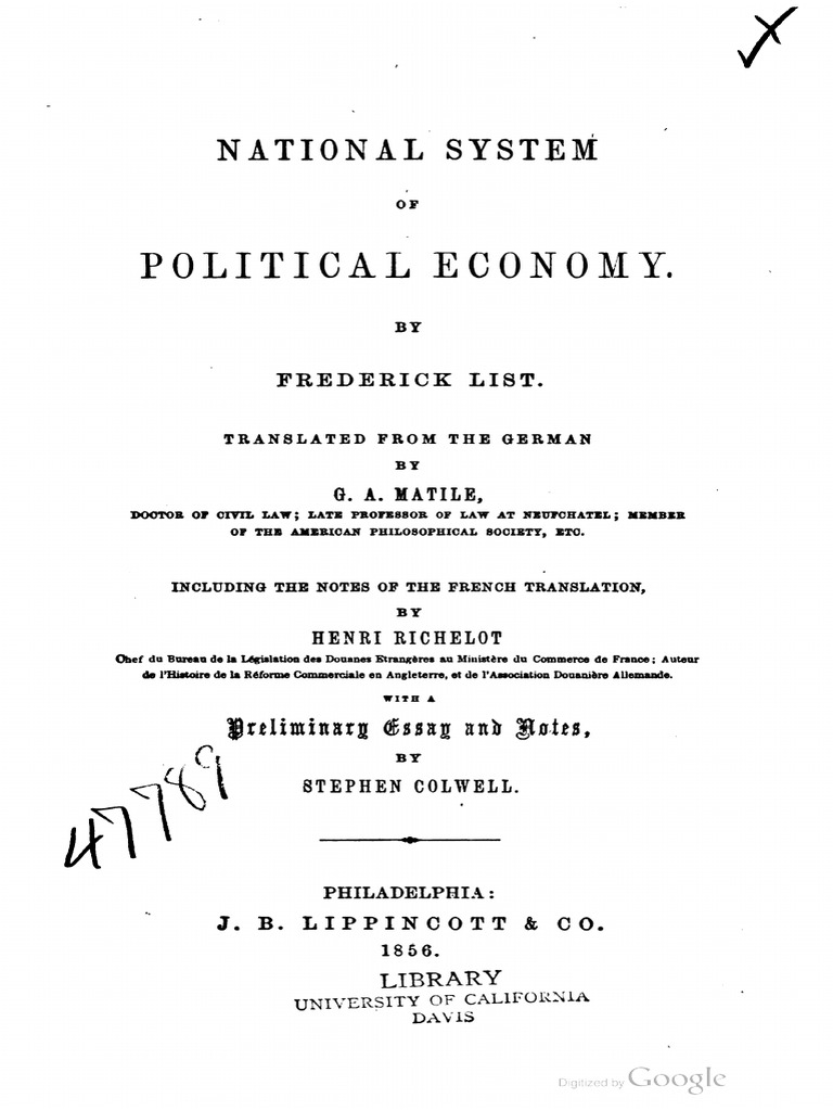 List National System of Political Economy | PDF