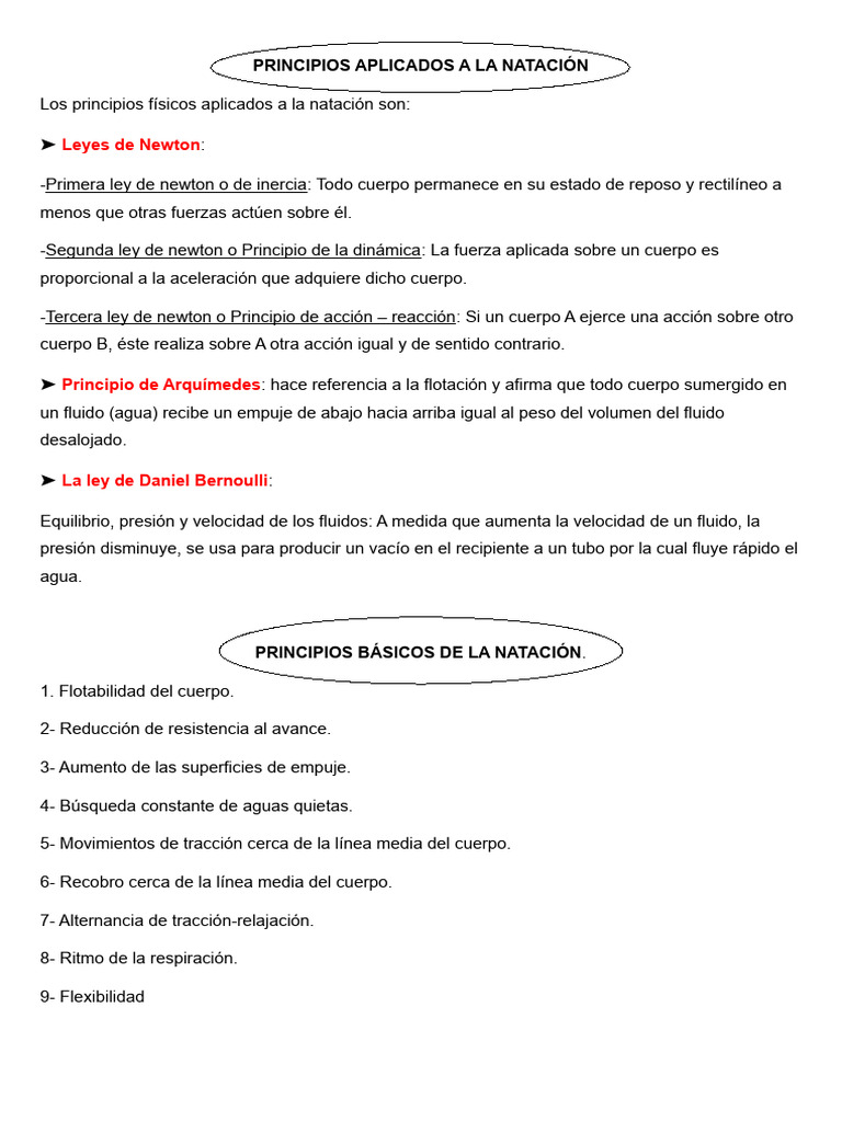 Resumen Natacion | PDF | Mano | Las leyes del movimiento de Newton
