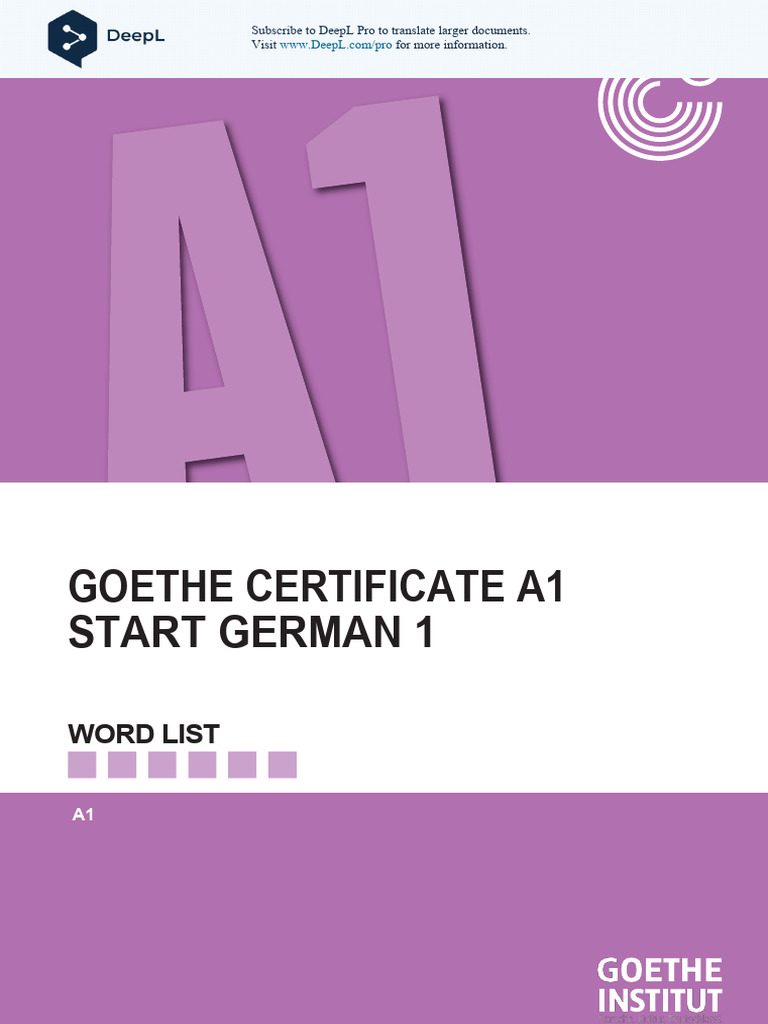 Goethe A1 Word List Overview | PDF | Workweek And Weekend