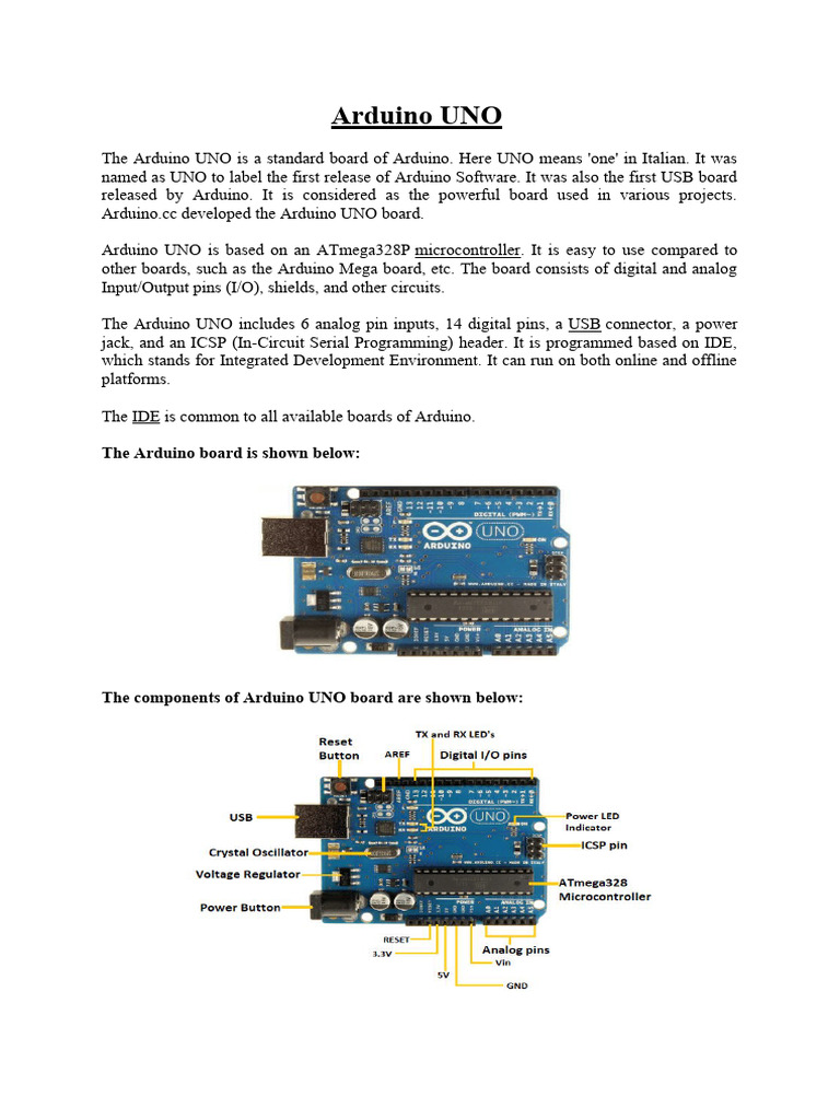 Arduino UNO (Introduction Part) | PDF | Arduino | Microcontroller Arduino UNO (Introduction Part) | PDF | Arduino | Microcontroller