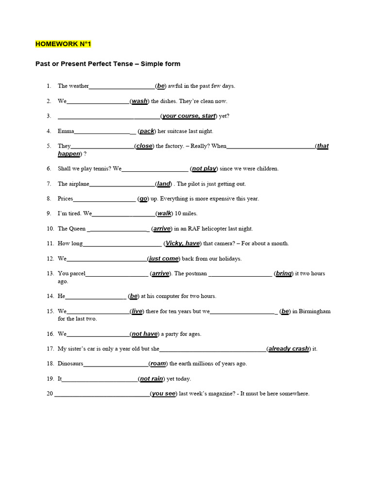 Camila Yhoana SALAZAR ISLEÑO - PRESENT PERFECT SIMPLE | PDF