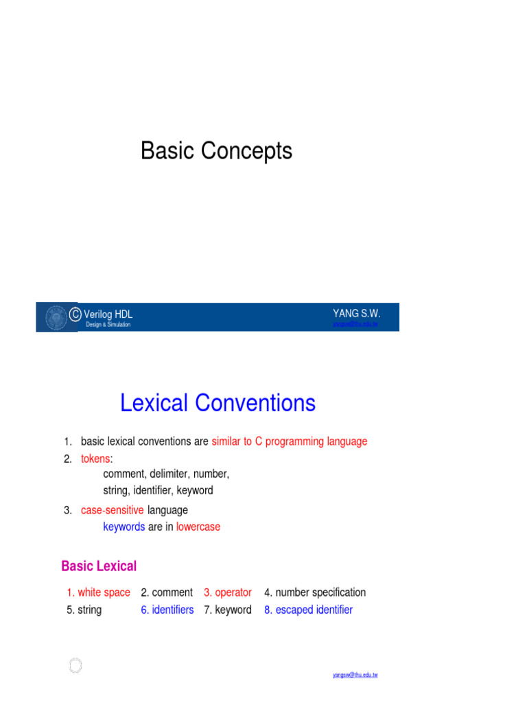 4-Module - 2 Lexical Conventions, HDL Basic-03-06-2024 | PDF | Hardware Description Language ...