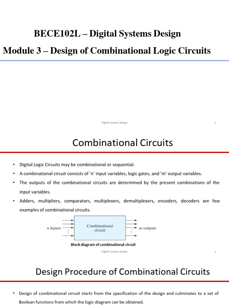 6-Module-3 Combinational Circuits, Adder and Subtractor-06!06!2024 | PDF | Arithmetic | Electronics
