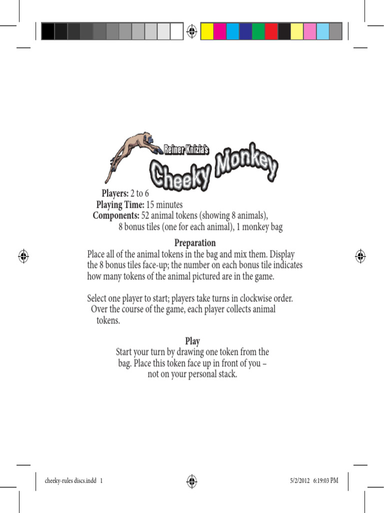 Cheeky Monkey Game Instructions | PDF | Tabletop Games | Gaming