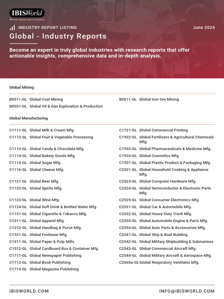Global Industry Reports Overview 2024 | PDF | Insurance | Gambling