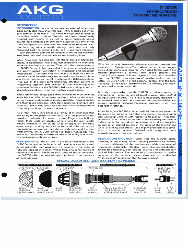 akg_d-320b_mic | PDF | Microphone | Decibel