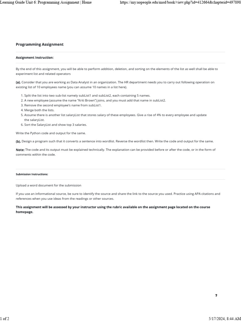 CS 1101 Learning Guide Unit 6 Programming Assignment Home | PDF ... CS 1101 Learning Guide Unit 6 Programming Assignment Home | PDF ...