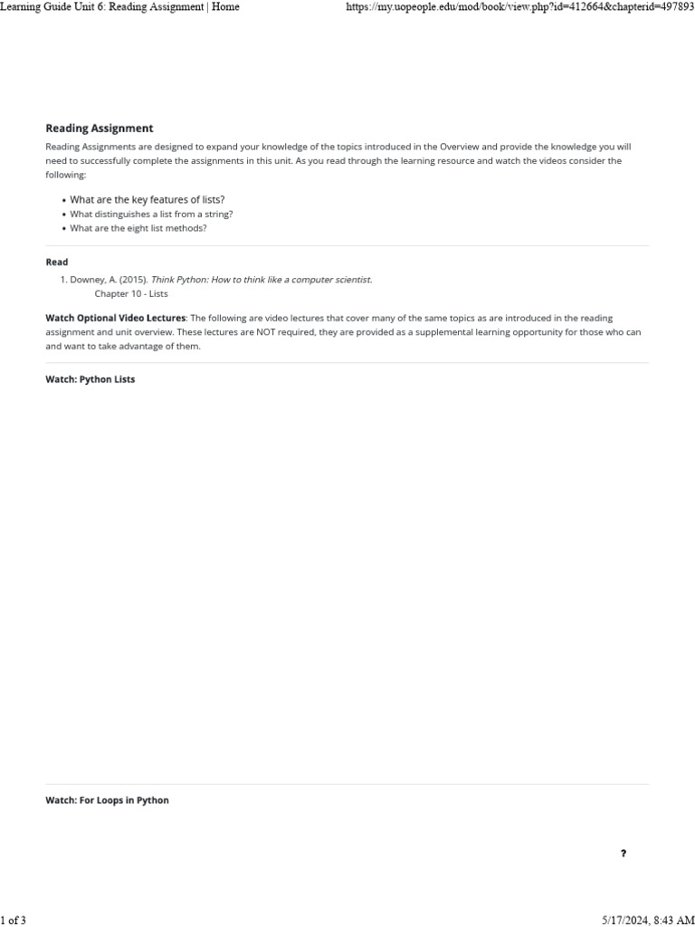 CS 1101 Learning Guide Unit 6 Reading Assignment Home | PDF | Cognition | Learning