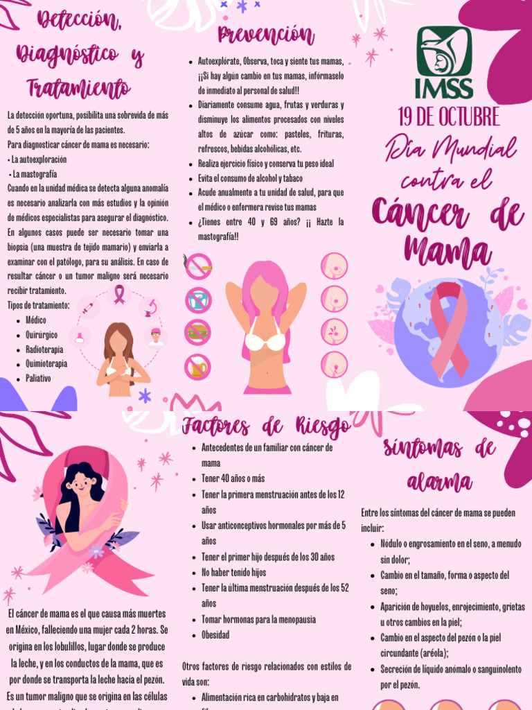 Triptico.-Cancer de Mama | PDF | Cáncer | Cáncer de mama