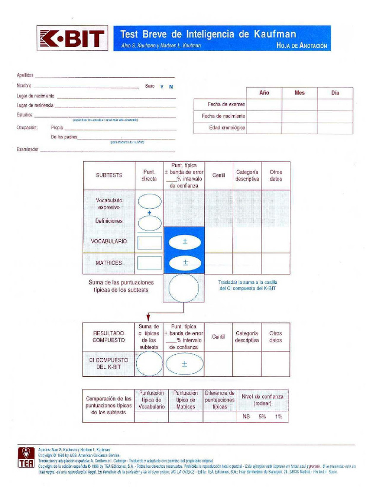K Bit Hoja de Respuesta | PDF