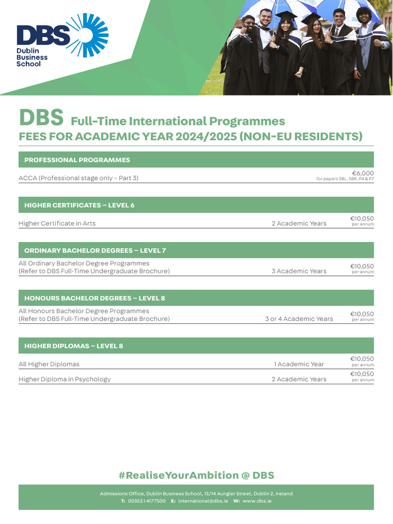 Dbs Fee Sheet International 2024 2025 | PDF | Fee | Payments