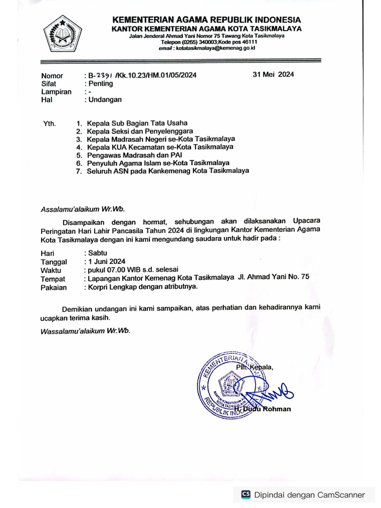 Undangan Upacara Harlah Pancasila | PDF