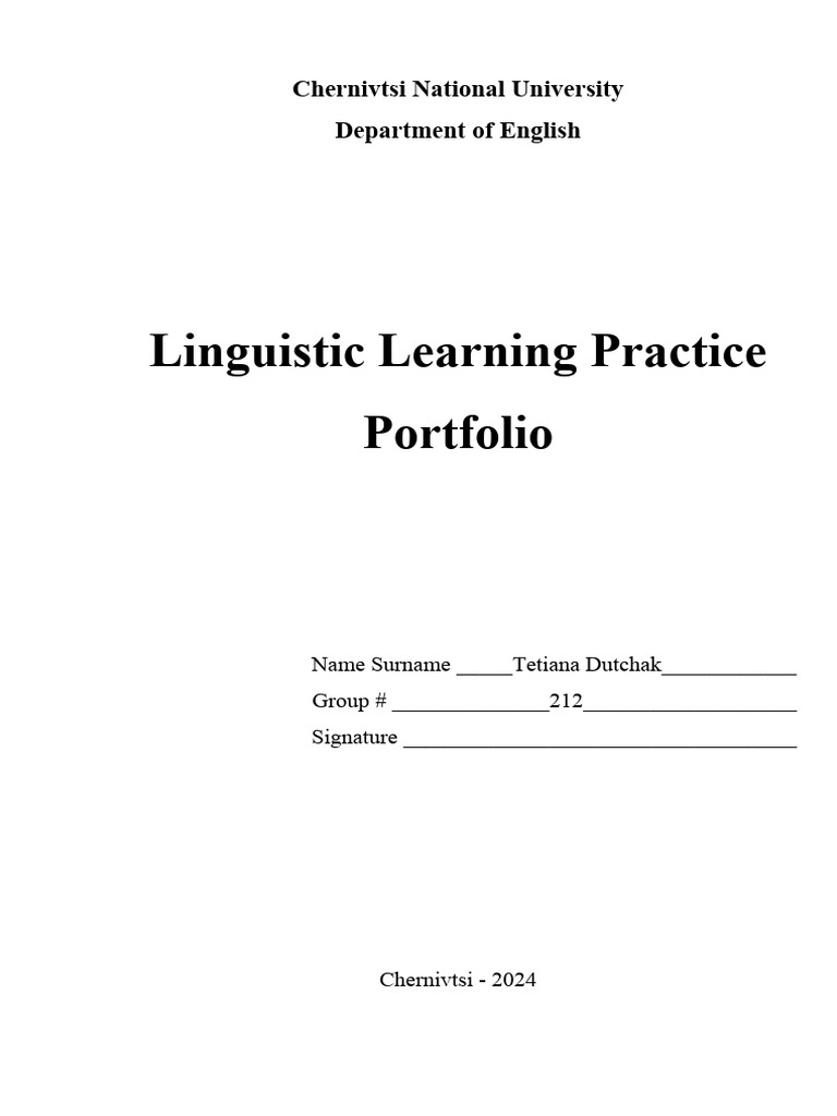 Linguistic Learning Practice Portfolio | PDF | Linguistics | Syntax