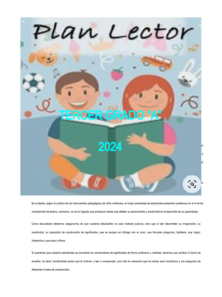 Plan Lector 3ro A 2024 | PDF | Comprensión lectora | Información