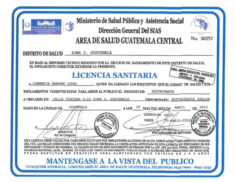LICENCIA SANITARIA | PDF