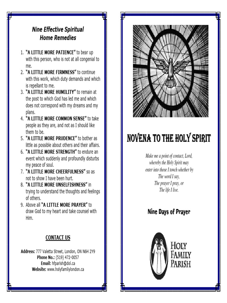 Novena To The Holy Spirit PDF Prayer God The Father