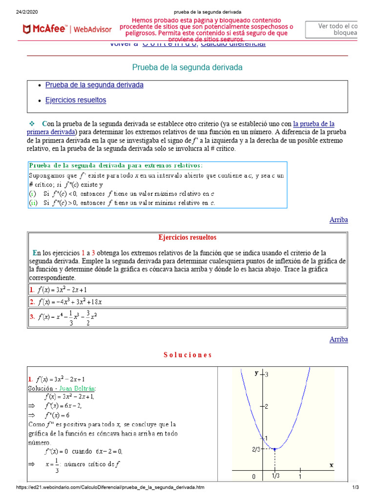 Prueba de La Segunda Derivada | Descargar gratis PDF | Derivado ...