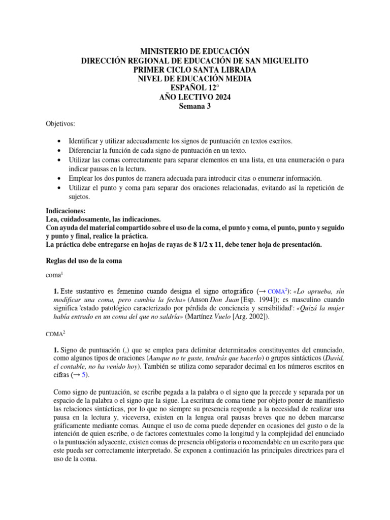 Los Signos de Puntuaci N Tercera | PDF | Coma | Puntuación