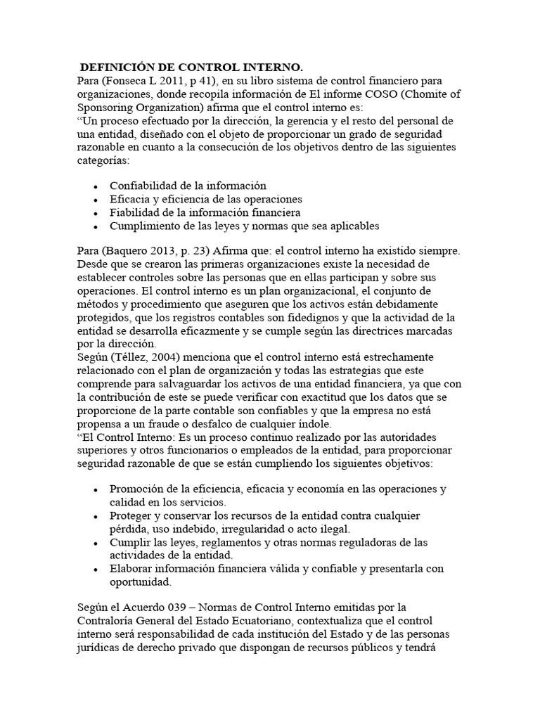 Definición de Control Interno | PDF | Riesgo | Contabilidad