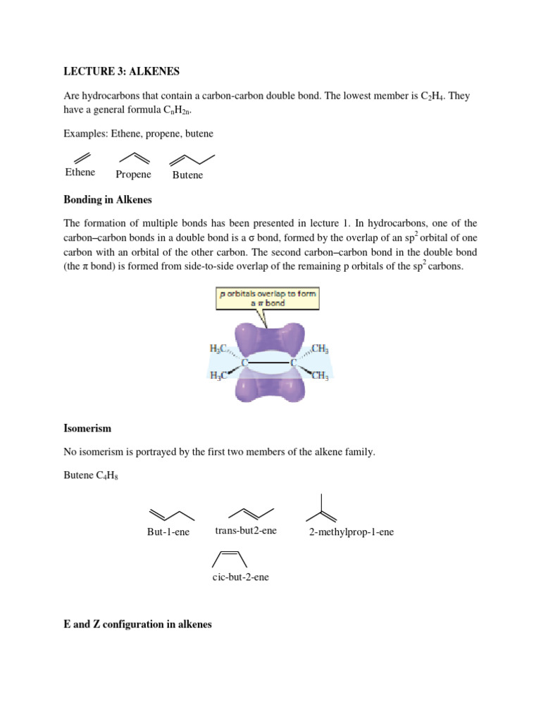 Lecture 3 Amended | PDF | Alkene | Chemical Reactions