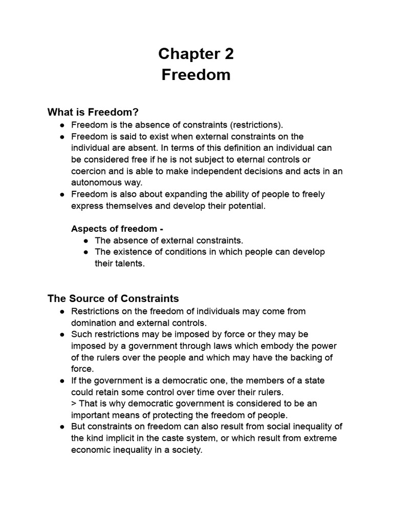 Chapter 2 - Freedom Notes | PDF | Justice | Crime & Violence