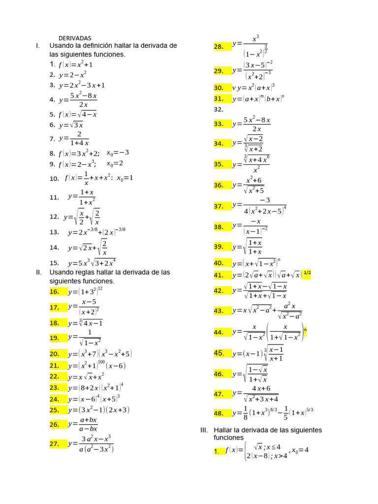UNSM semana 10- deriv- basicas ( 2024-1) | PDF