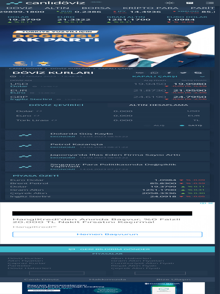 Kapalı Çarşı Döviz Kurları - Dolar, Euro | PDF