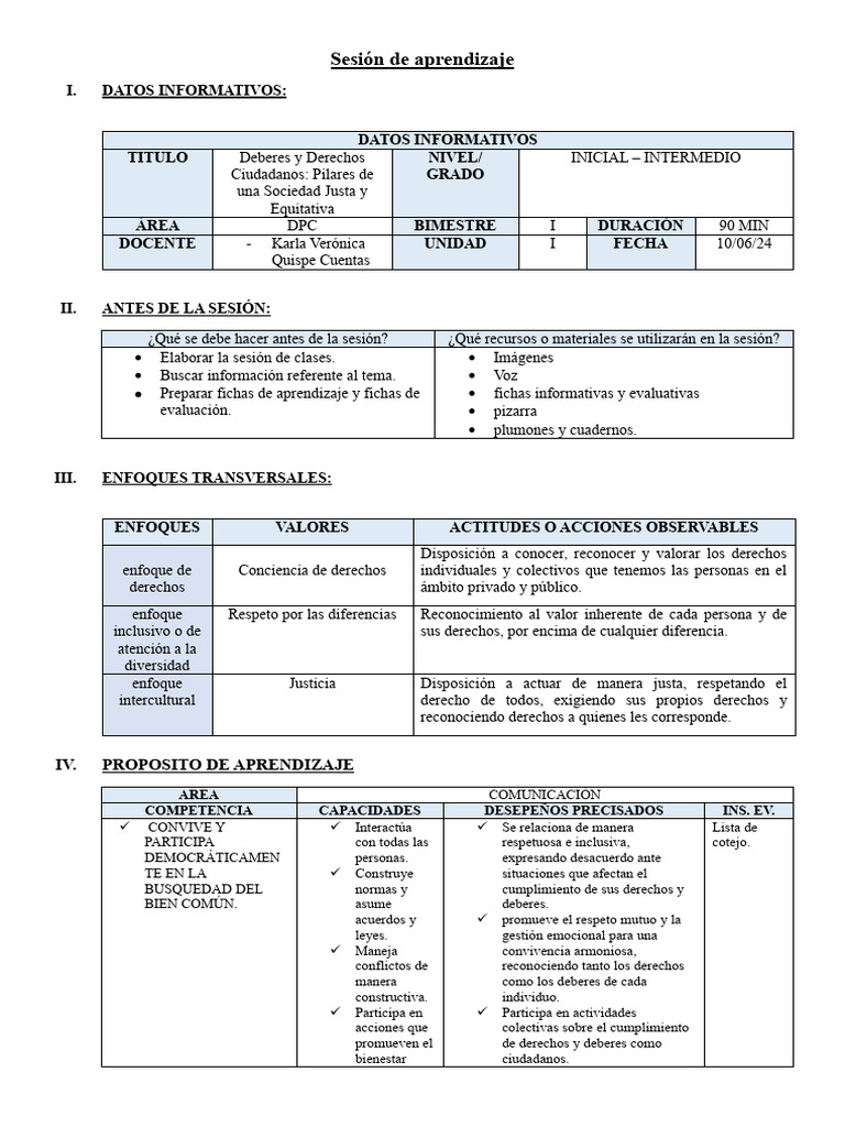Sesion de Aprendizaje Sobre DPC | PDF | Aprendizaje