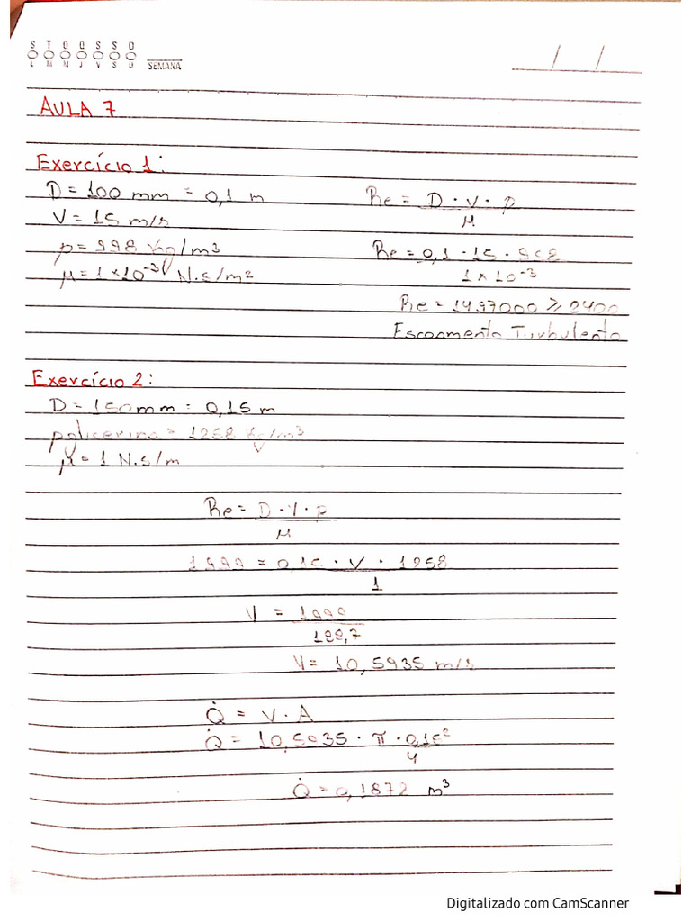 Aula 7 - Atividade - Cinemática Dos Fluidos (Parte 3) | PDF