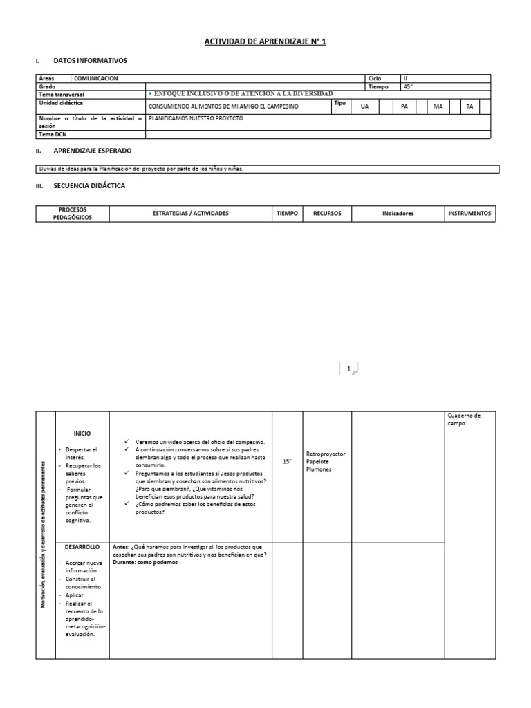 Formato Sesion de Aprendizaje Inicial | Descargar gratis PDF ... Formato Sesion de Aprendizaje Inicial | Descargar gratis PDF ...