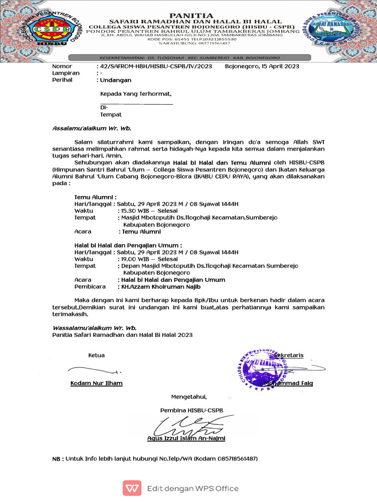 Surat Undangan HBH IKABU 2023 | PDF