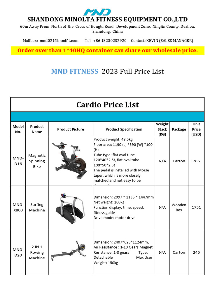 11.17 Full Price List From MND FITNESS-min | PDF | Belt (Mechanical ...