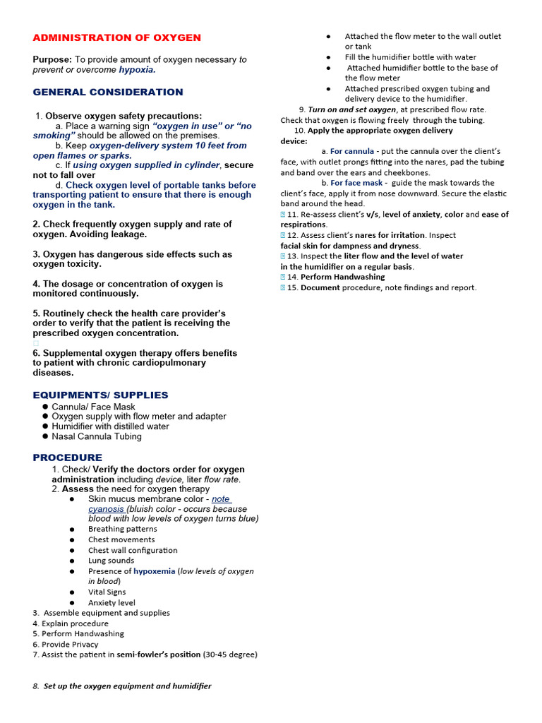 Oxygen Administration Guidelines | PDF | Medicine | Clinical Medicine