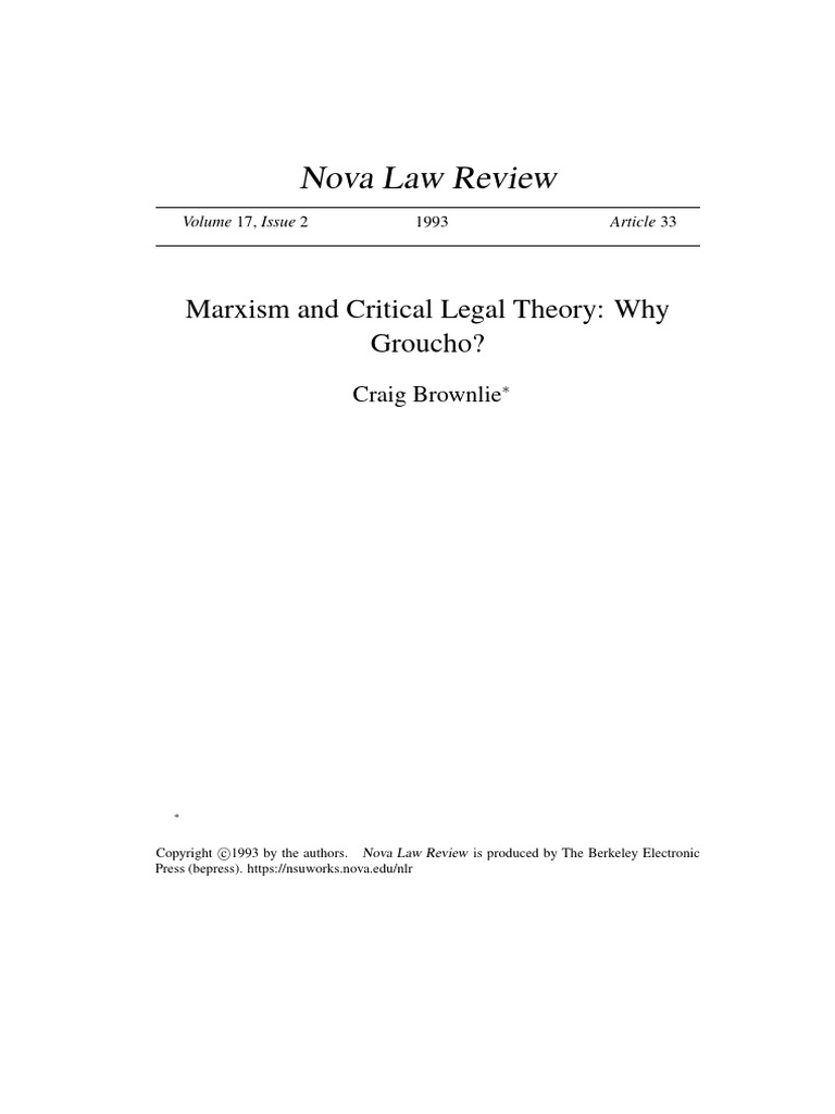 Marxism and Critical Legal Theory - Why Groucho | PDF | Marxism | Sociological Theories