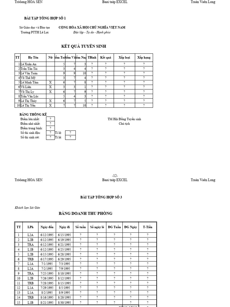 BT TONG HOP - NEWexcel | PDF