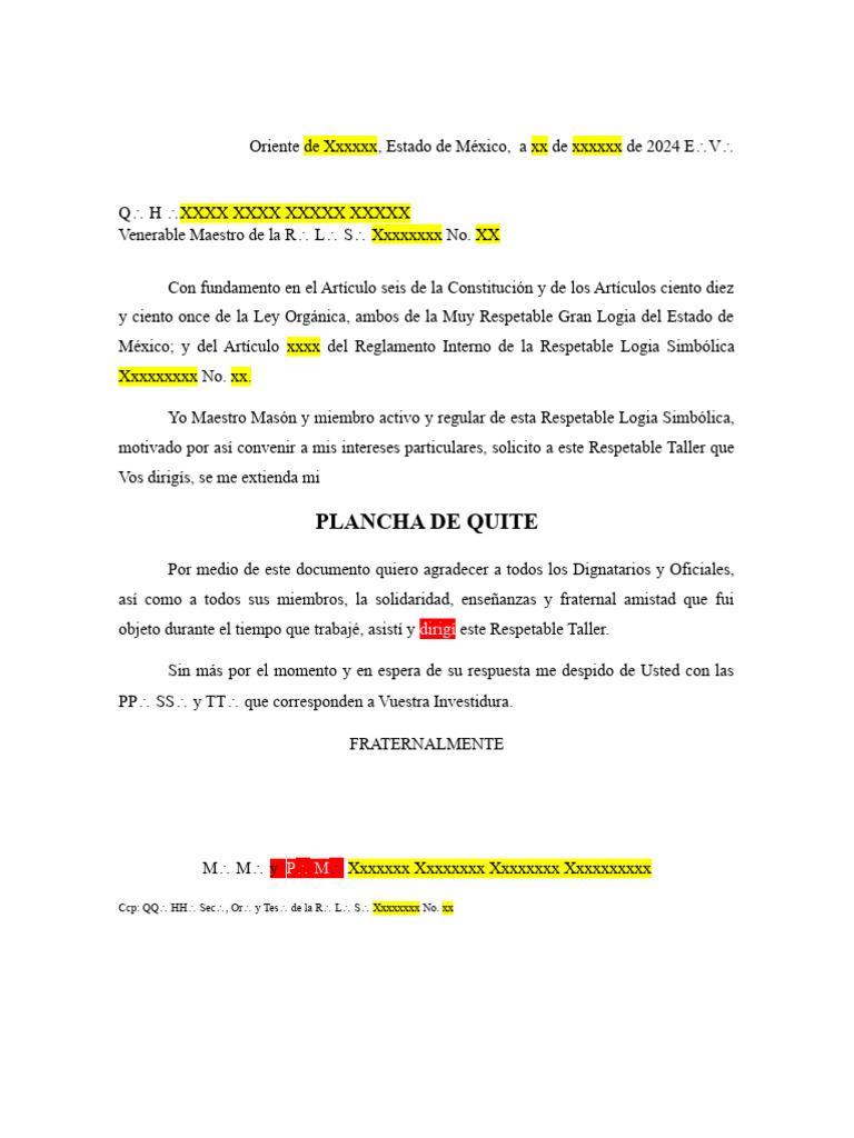 Plancha de Quite | PDF