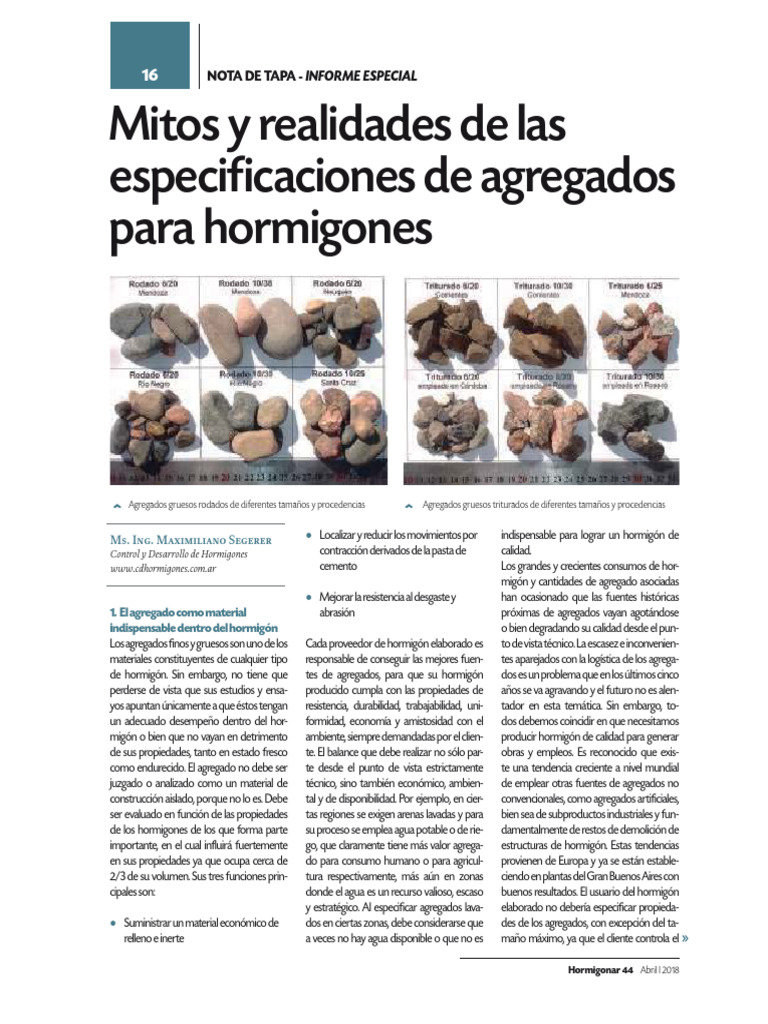 Agregados en Hormigón: Claves y Retos | PDF | Hormigón | Agua