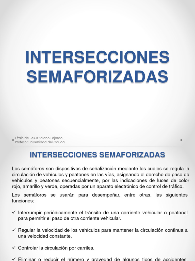 Intersecciones Semaforizadas | PDF | Tráfico | Semáforo