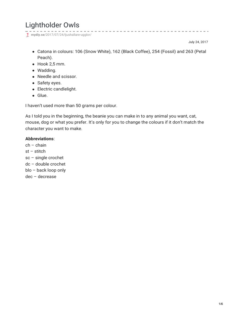 Lightholder_Owls | PDF | Crochet | Handicrafts