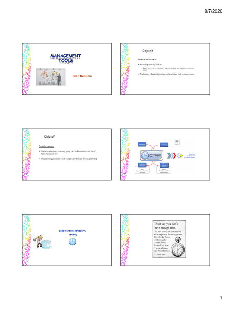 Presentasi Tools Management PRINT | Download Free PDF | Time Management | Professional Skills