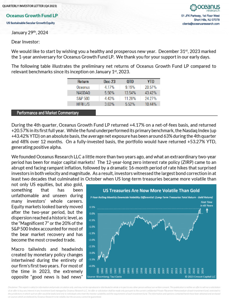 Oceanus Growth Fund 2023 Year-End Letter | PDF | Investing | Artificial Intelligence