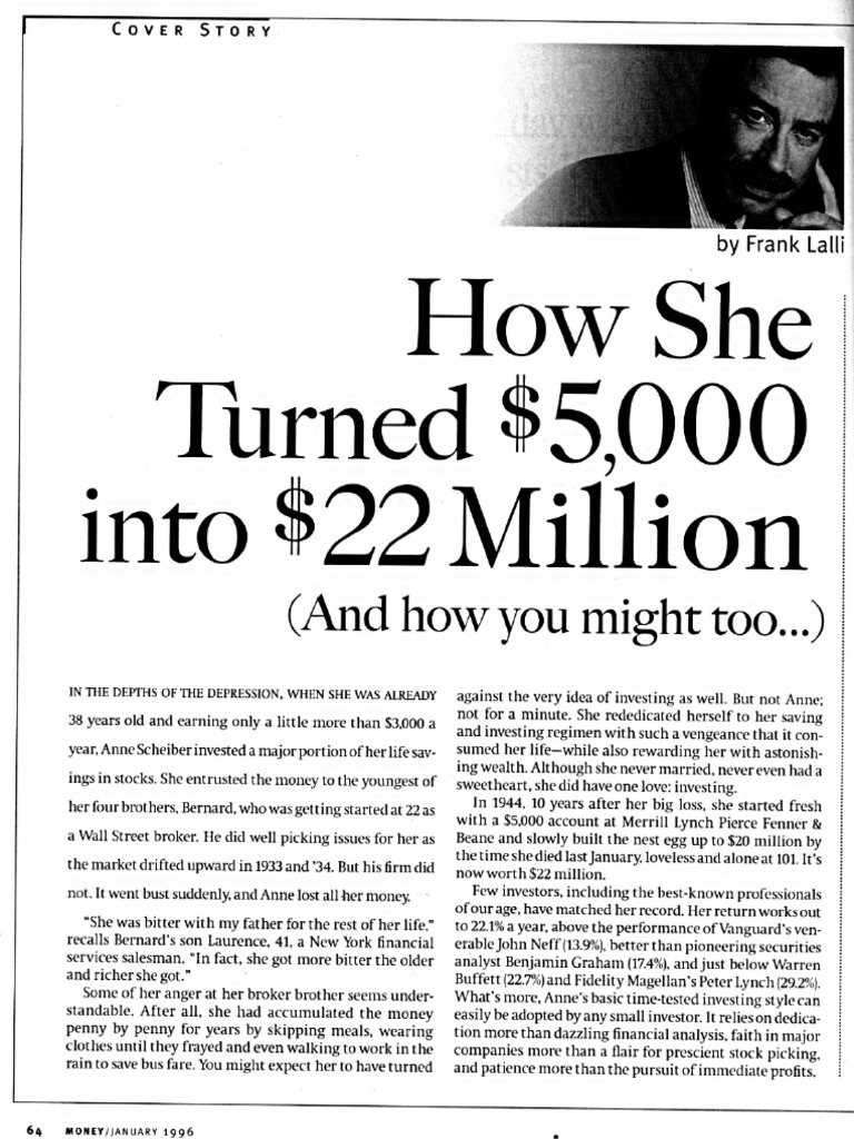 ARTICLE - MoneyMag - Anne Scheiber - Money - January 1996 | PDF