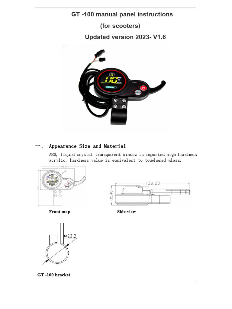 GT 100 Display Instruction English Version | PDF | Electrical ...