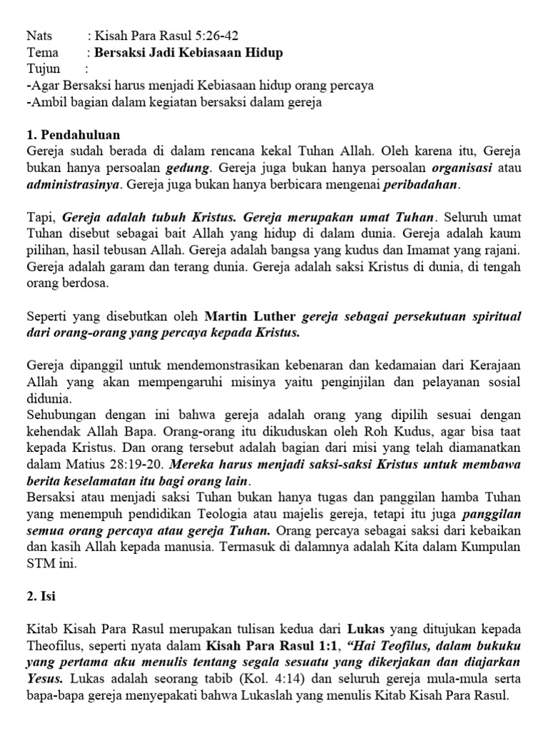 Renungan Ibadah STM 25022024 | PDF