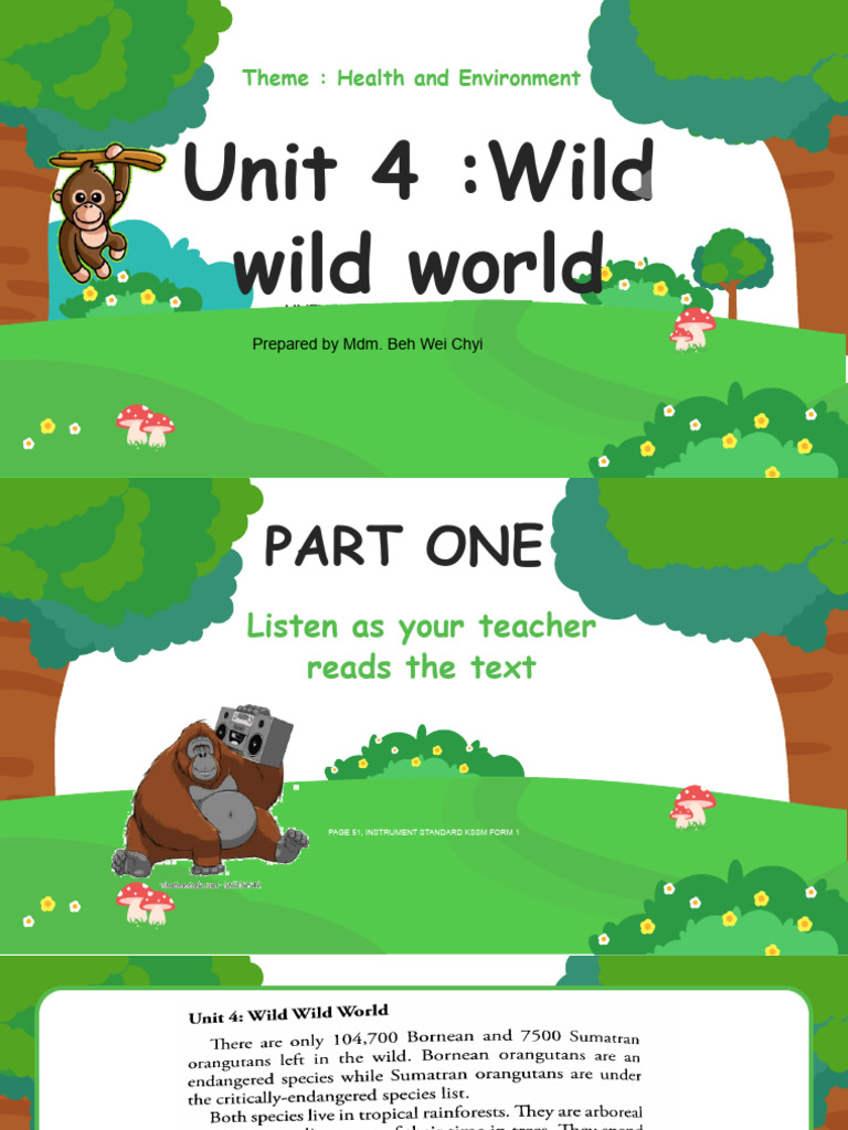 Form 1 Unit 4 Health and Environment - Wild Wild World - Listening ...