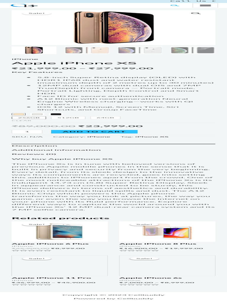 iPhone XS Features and Pricing | PDF