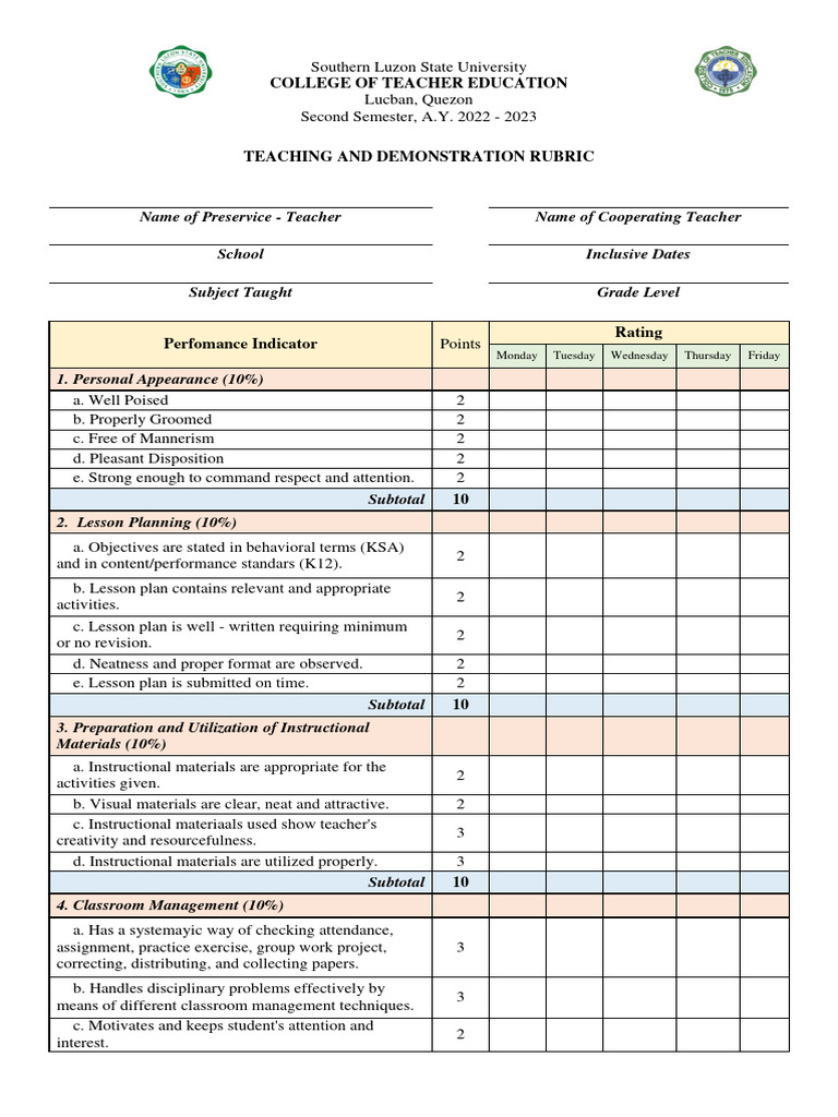 Observation Sheet Pre Service Teachers | PDF | Lesson Plan | Classroom ...